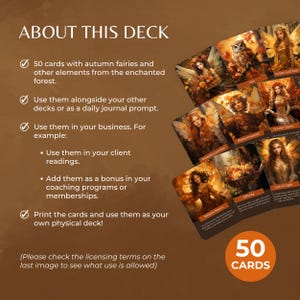 Autumn Fairy Oracle Deck, Printable Cards With Enchanted Fall Forest ...