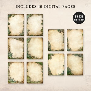 Fantasy Map Borders Junk Journal Paper, Green Witch Blank Grimoire ...