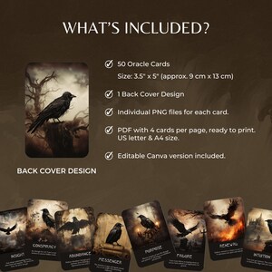 Oracle Deck Crow, Printable Oracle Cards With Mystical Ravens, Dark and ...