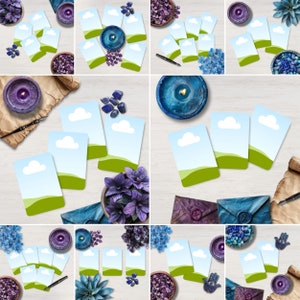 Oracle Card Mockup, Blue & Purple Oracle Deck Canva Template, Spiritual ...