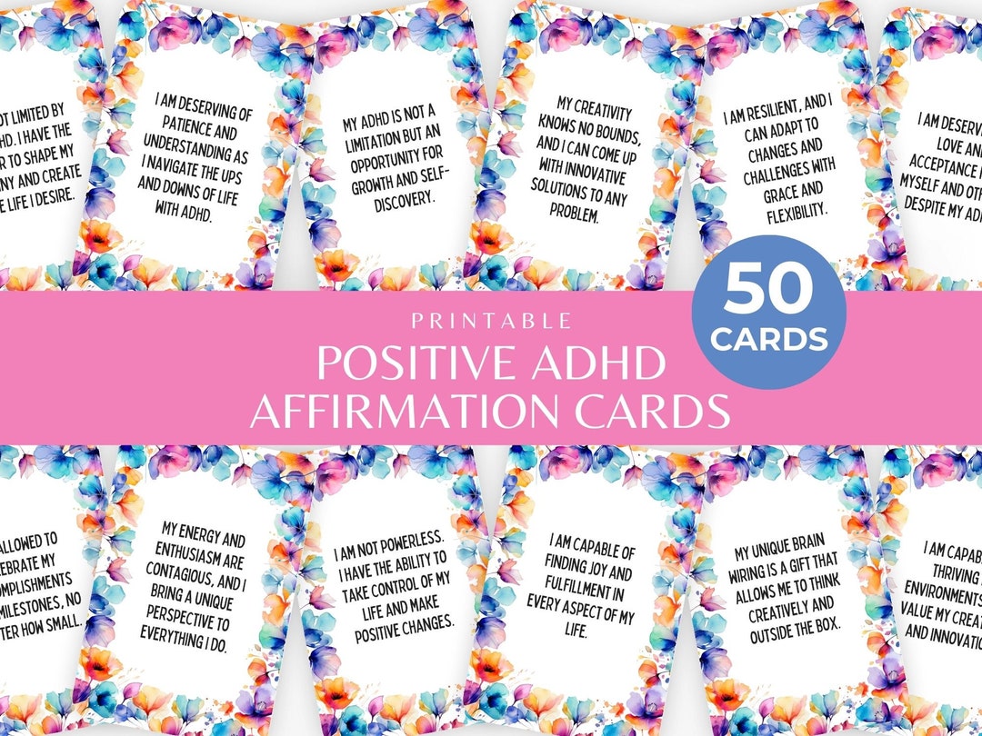 Positive Affirmation Cards for Adhd, Printable Affirmations Card Deck ...