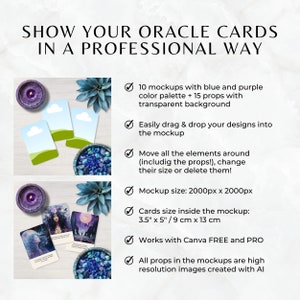 Oracle Card Mockup, Blue & Purple Oracle Deck Canva Template, Spiritual ...