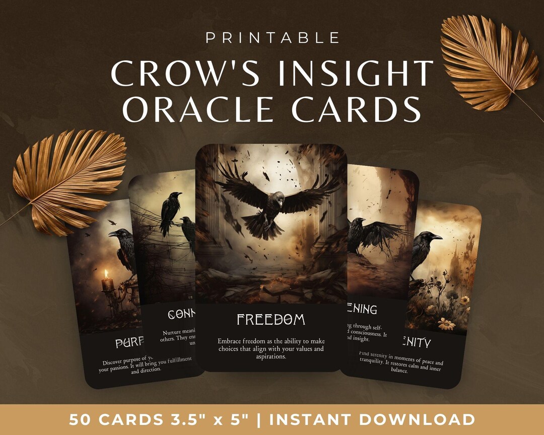 Oracle Deck Crow, Printable Oracle Cards With Mystical Ravens, Dark and ...