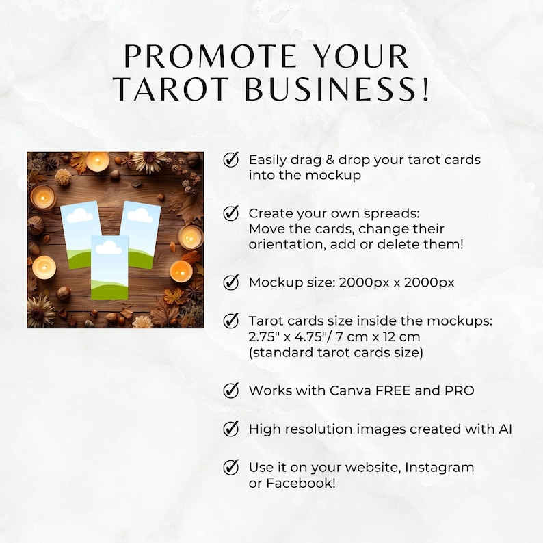 Tarot Card Mockup Fall, Autumn Canva Template for Tarot Reading, Top ...