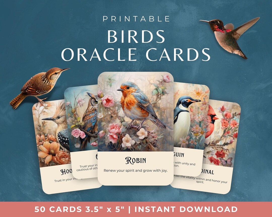 Bird Oracle Cards, Printable Animal Spirit Oracle Deck, Ornithology ...