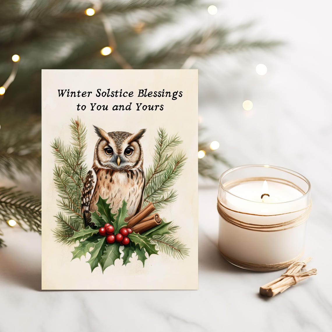 Winter Solstice Card Set, Printable Forest Animal Yule Card Pack, Pagan ...