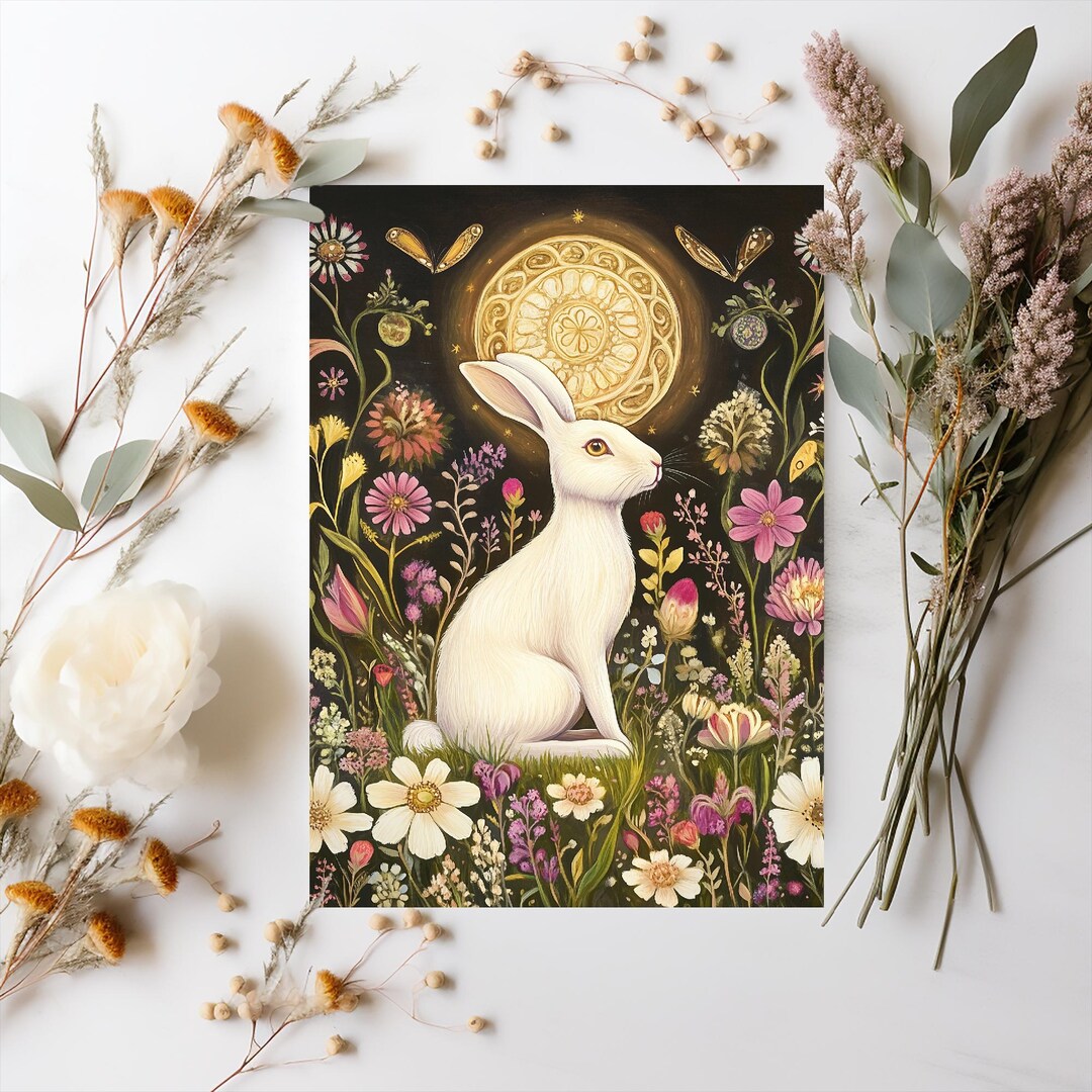 Ostara Printable Greeting Card, Spring Equinox Hare Postcard, Pagan ...