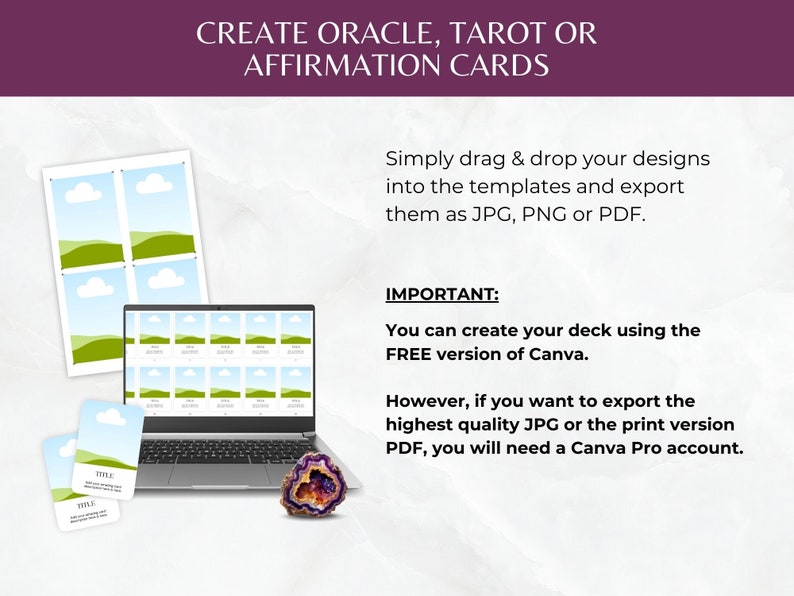 Oracle Card Canva Template, DIY Printable Tarot Cards, Drag & Drop ...