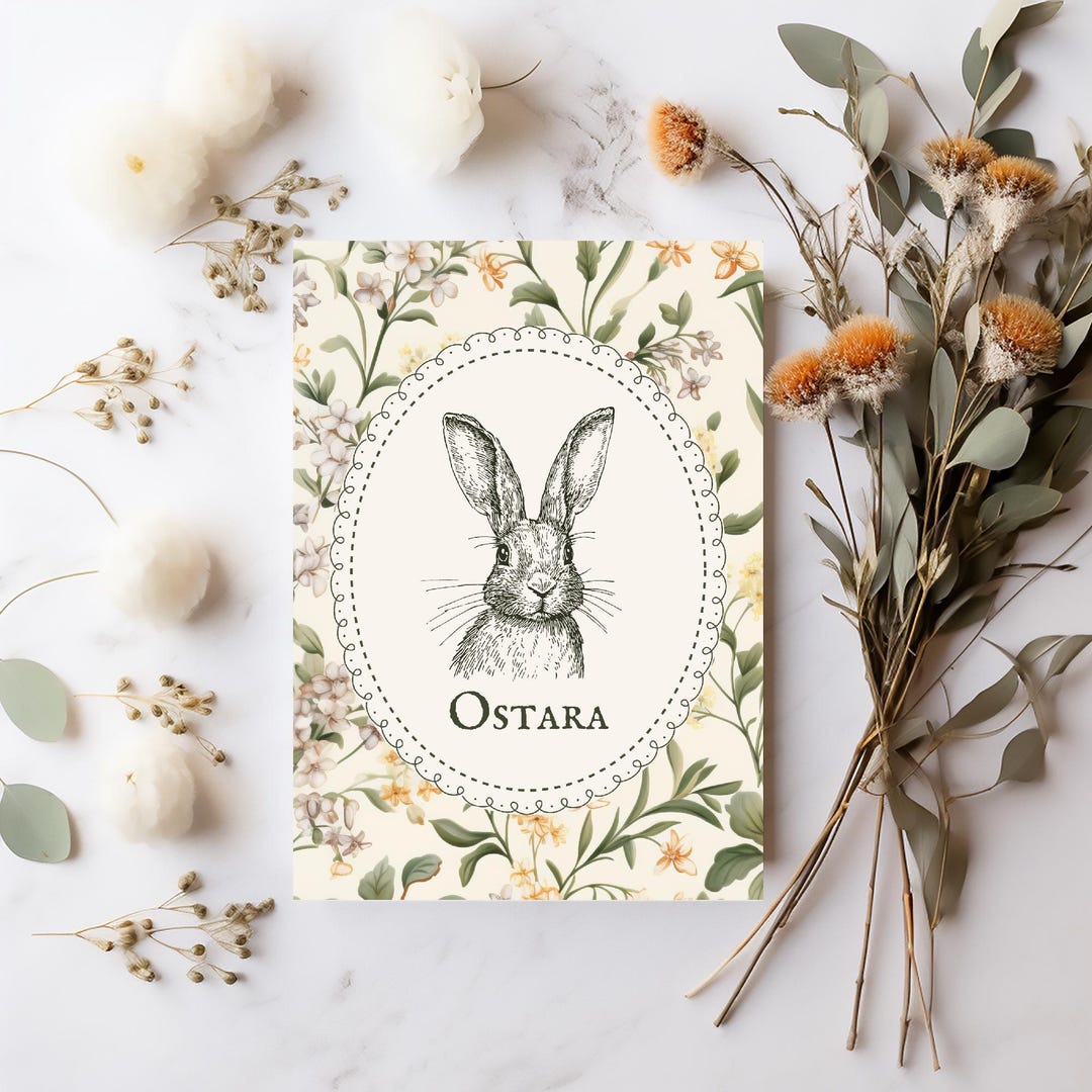 Ostara Altar Card, Minimalist Spring Equinox Floral Art Print, Vintage ...