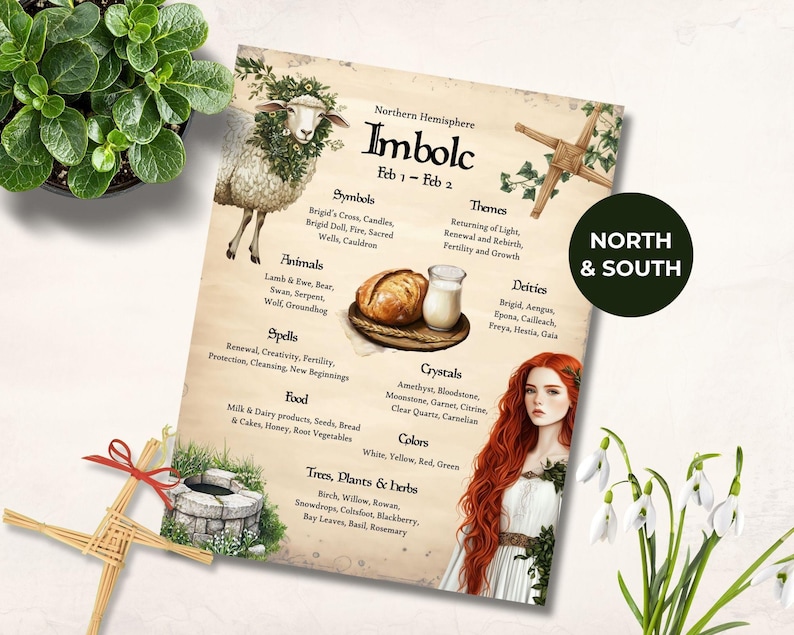 Imbolc Correspondences Grimoire Page, Northern & Southern Hemisphere ...