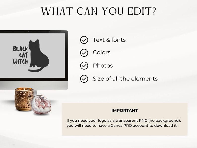 Witchy Branding Kit, Fun Logo Design for Witches, Premade Dark & Moody Brand Board, Color ...