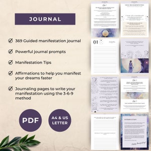 Guided Manifestation Journal, Printable 369 Method Manifesting Planner ...