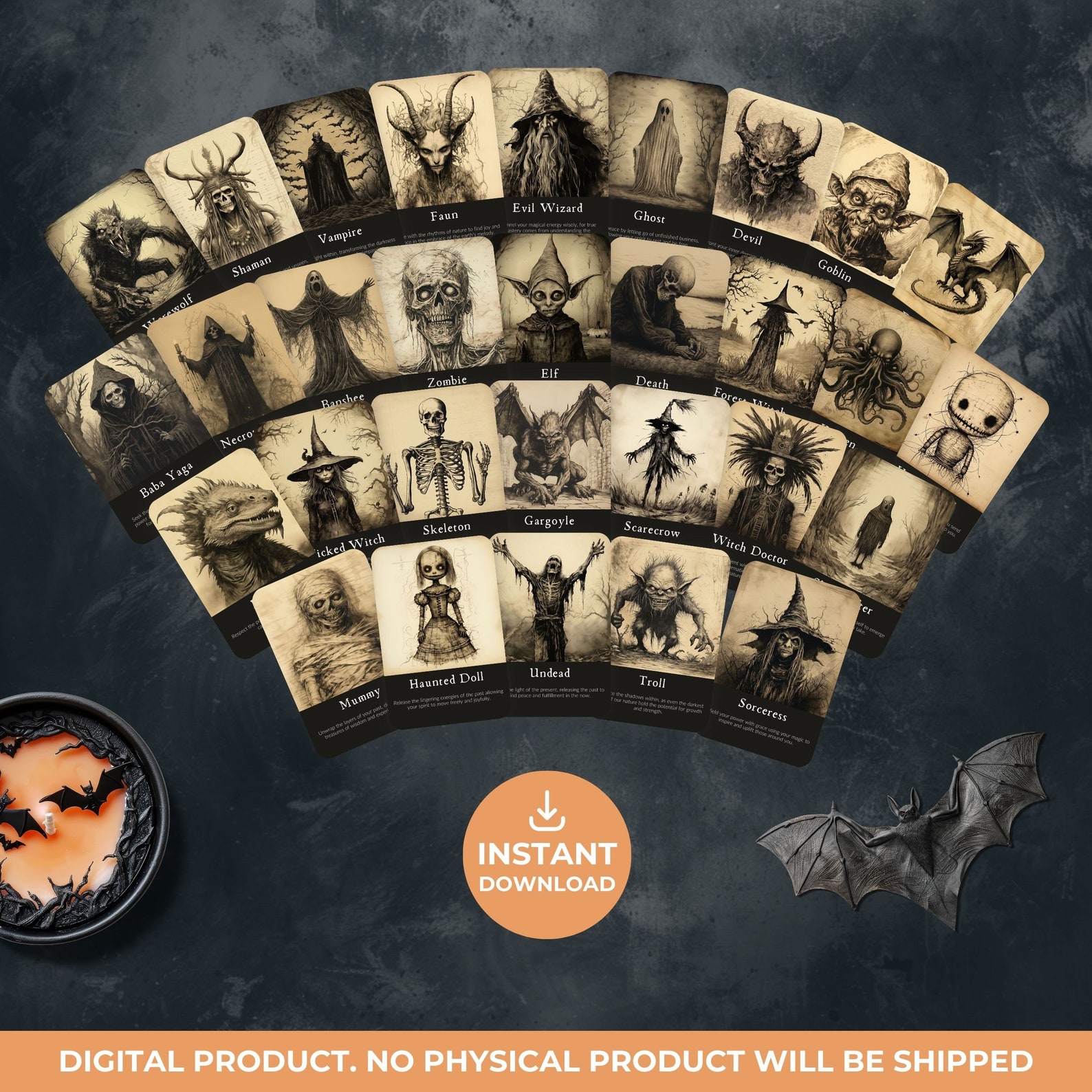 Halloween Oracle Deck With Monsters, Demons & Horror Creatures ...