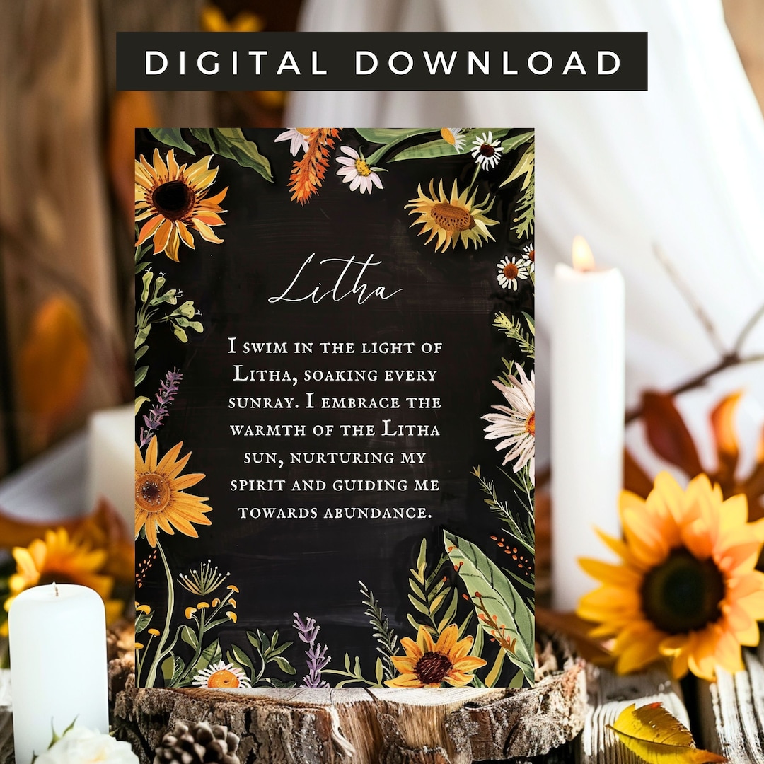 Litha Altar Card, Printable Wheel of the Year Card, Digital Summer ...