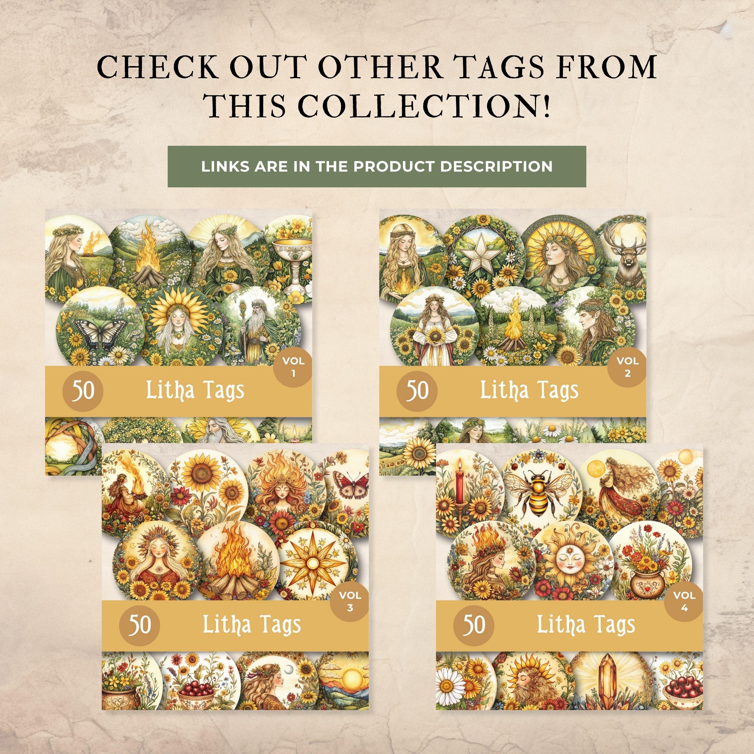 Litha Round Tags, Printable Summer Solstice Wiccan Altar Decoration ...