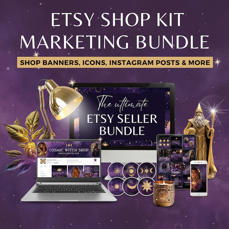 Etsy Shop Banner Purple, Social Media & Etsy Store Kit Bundle ...