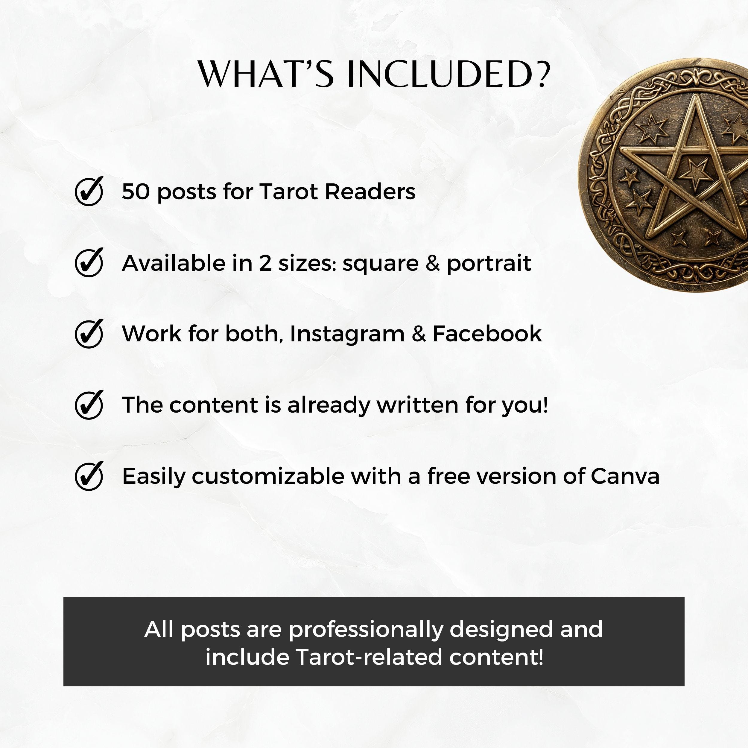 Tarot Reader Instagram Posts Portrait, Black & Gold Tarot Reading Canva ...