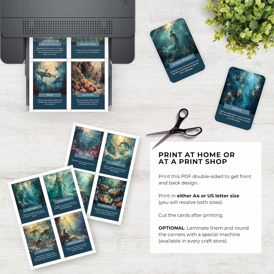 Printable Ocean Oracle Card Deck, Under the Sea Cards With Mystical ...