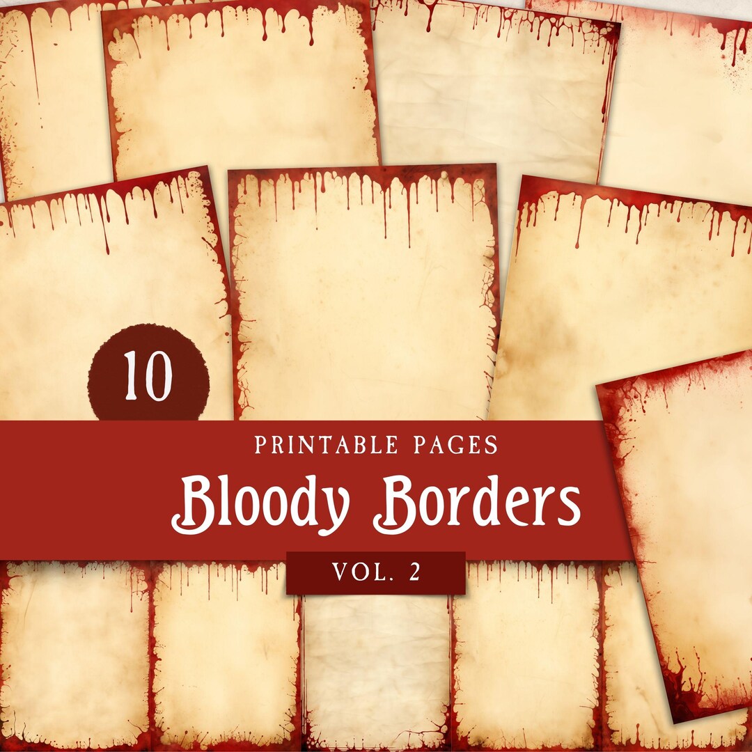 Bloody Borders Junk Journal Pages, Vampire Gothic Grimoire Paper With ...
