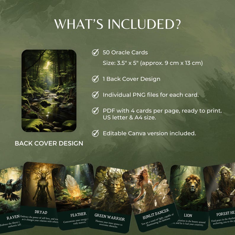 Enchanted Forest Oracle Card Deck Vol 2, Printable Cards With Mystical ...
