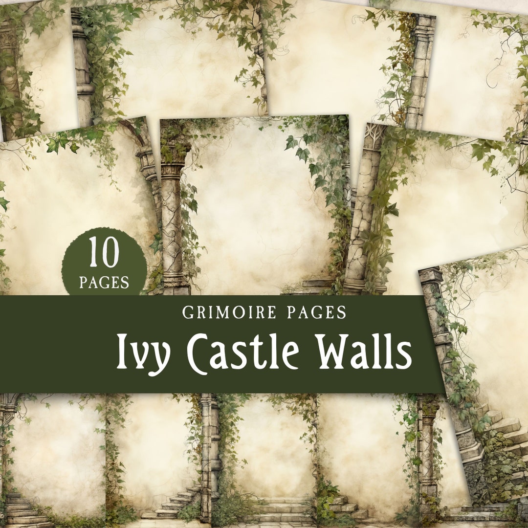 Ivy Vines Castle Borders Junk Journal Paper, Celtic Witch Blank ...
