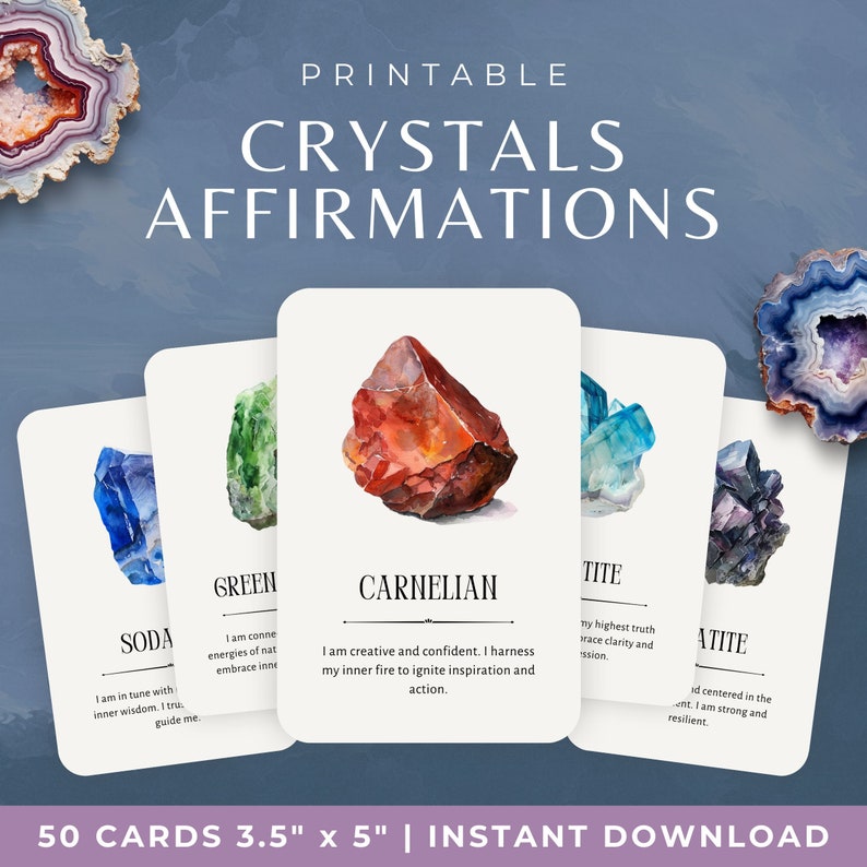 Crystal Affirmation Cards, Printable Healing Crystals Oracle Deck ...