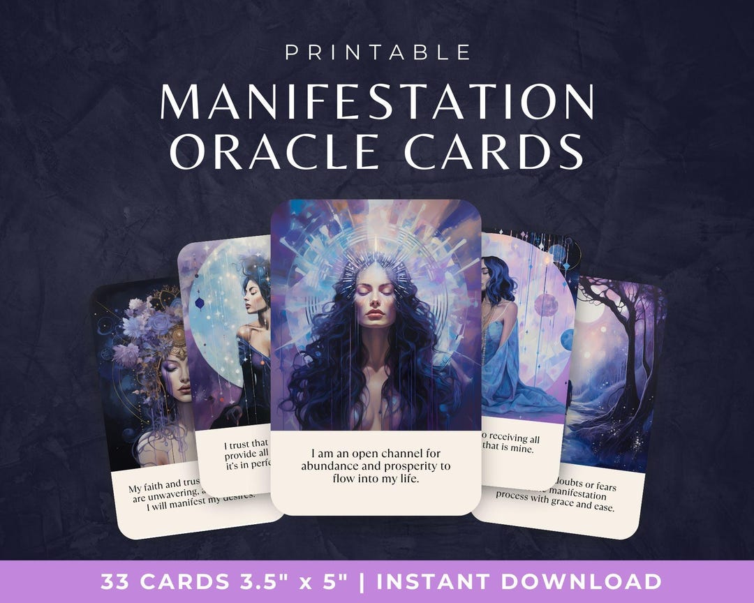 Manifestation Oracle Card Deck, Printable Divine Feminine Cards, Higher ...