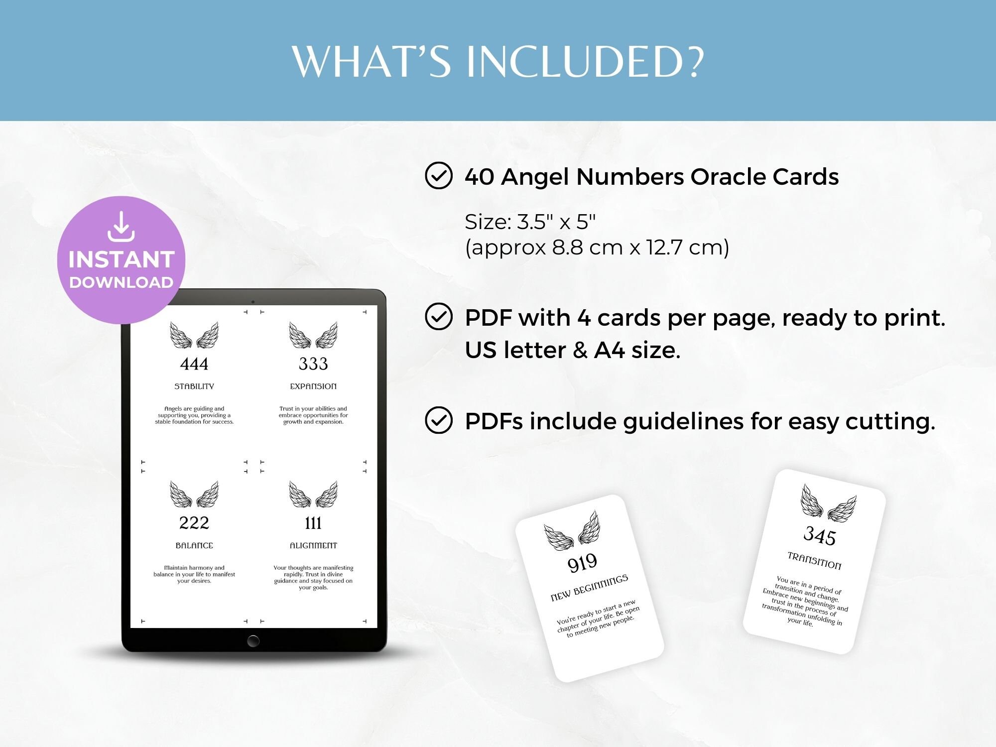 Angel Numbers Oracle Cards, Printable Oracle Card Deck, Spirit Guide ...