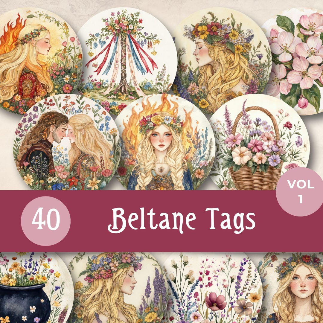 Beltane Round Tags, Printable Spring Wiccan Altar Decoration, Pagan ...