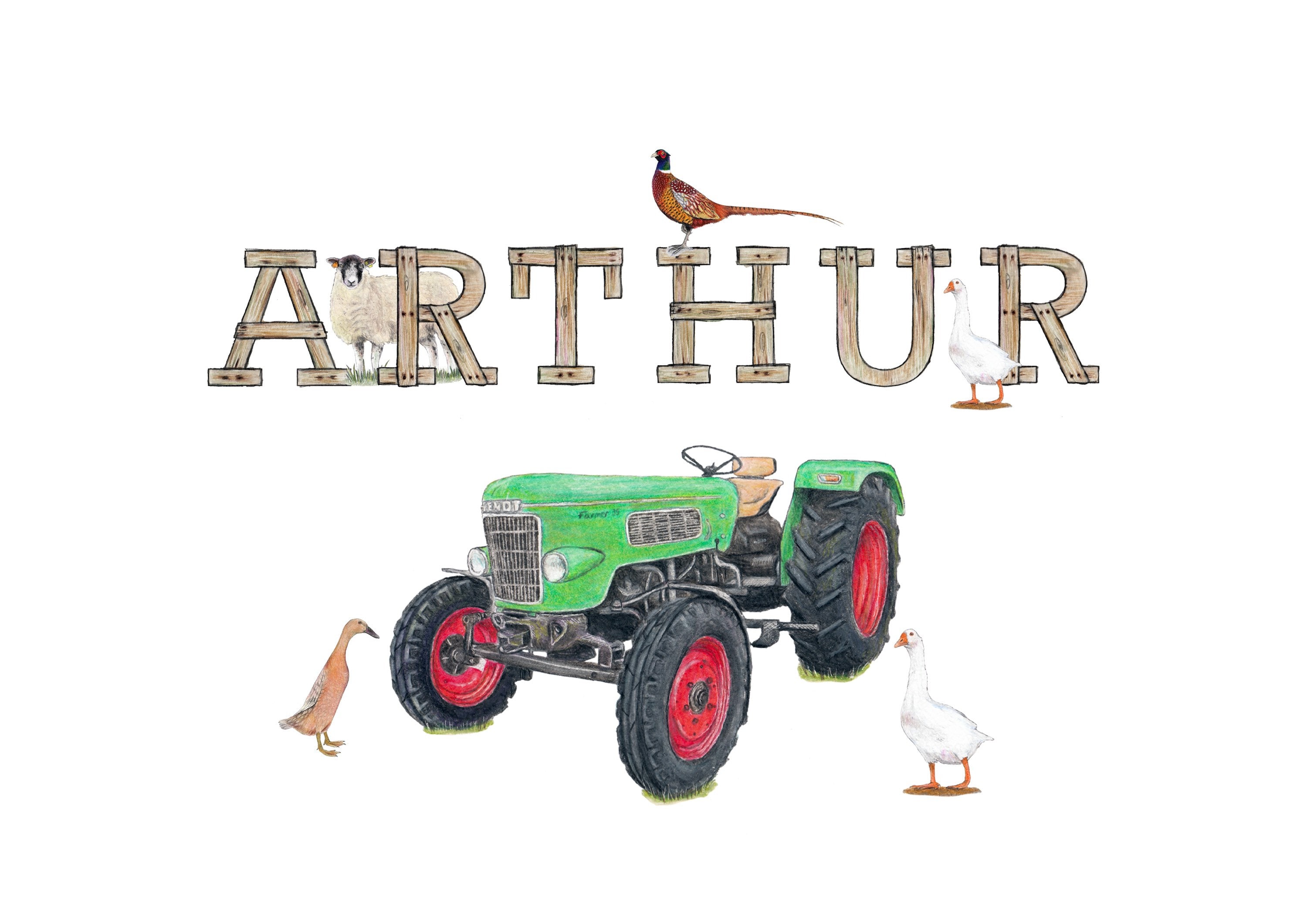 A4 Print CUSTOM Farm Letters, Names, Words, Tractors, Cows, Pheasants ...