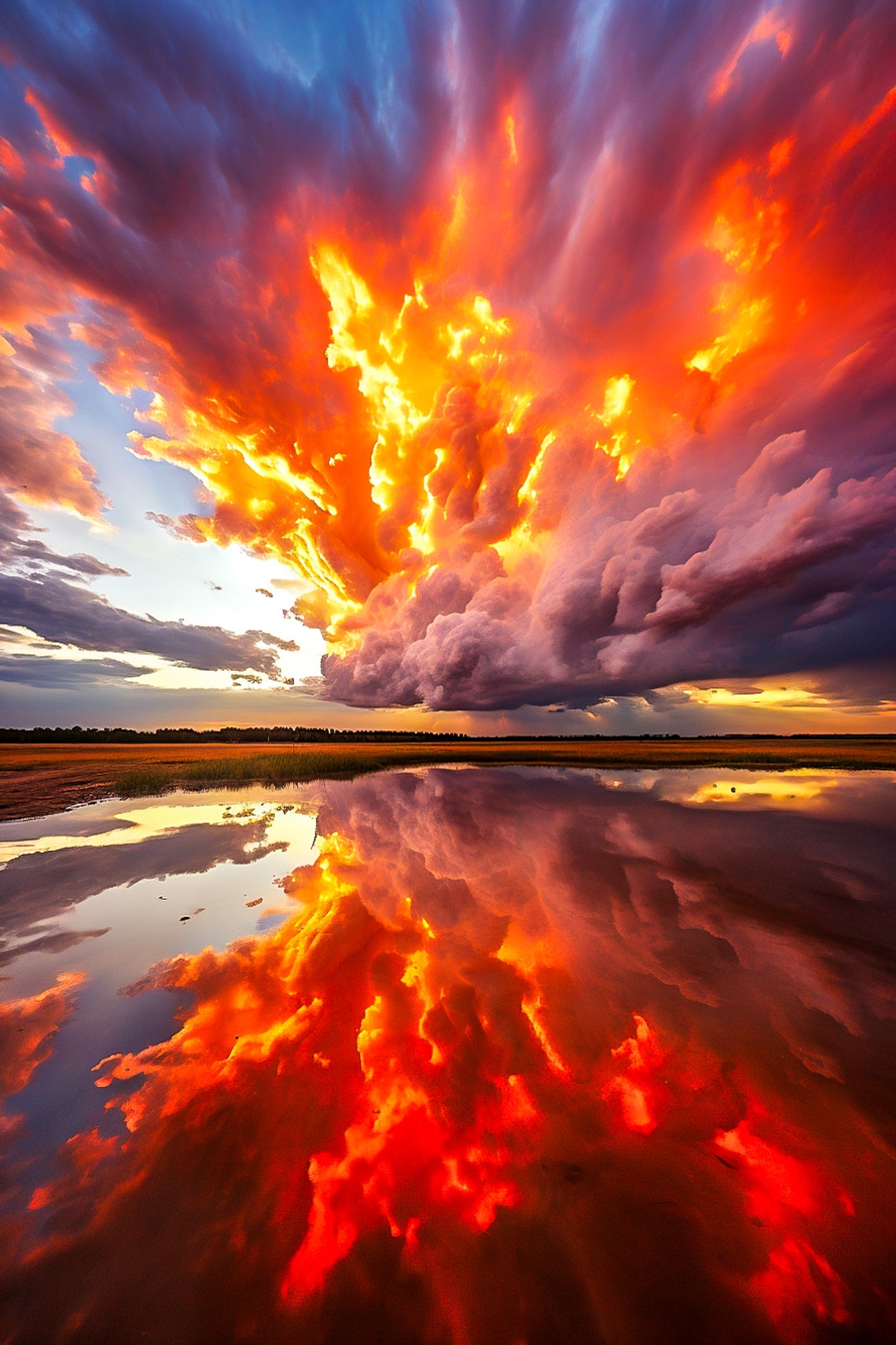 Fire in the Sky, Skies, Canvas Print, Digital Download - Etsy