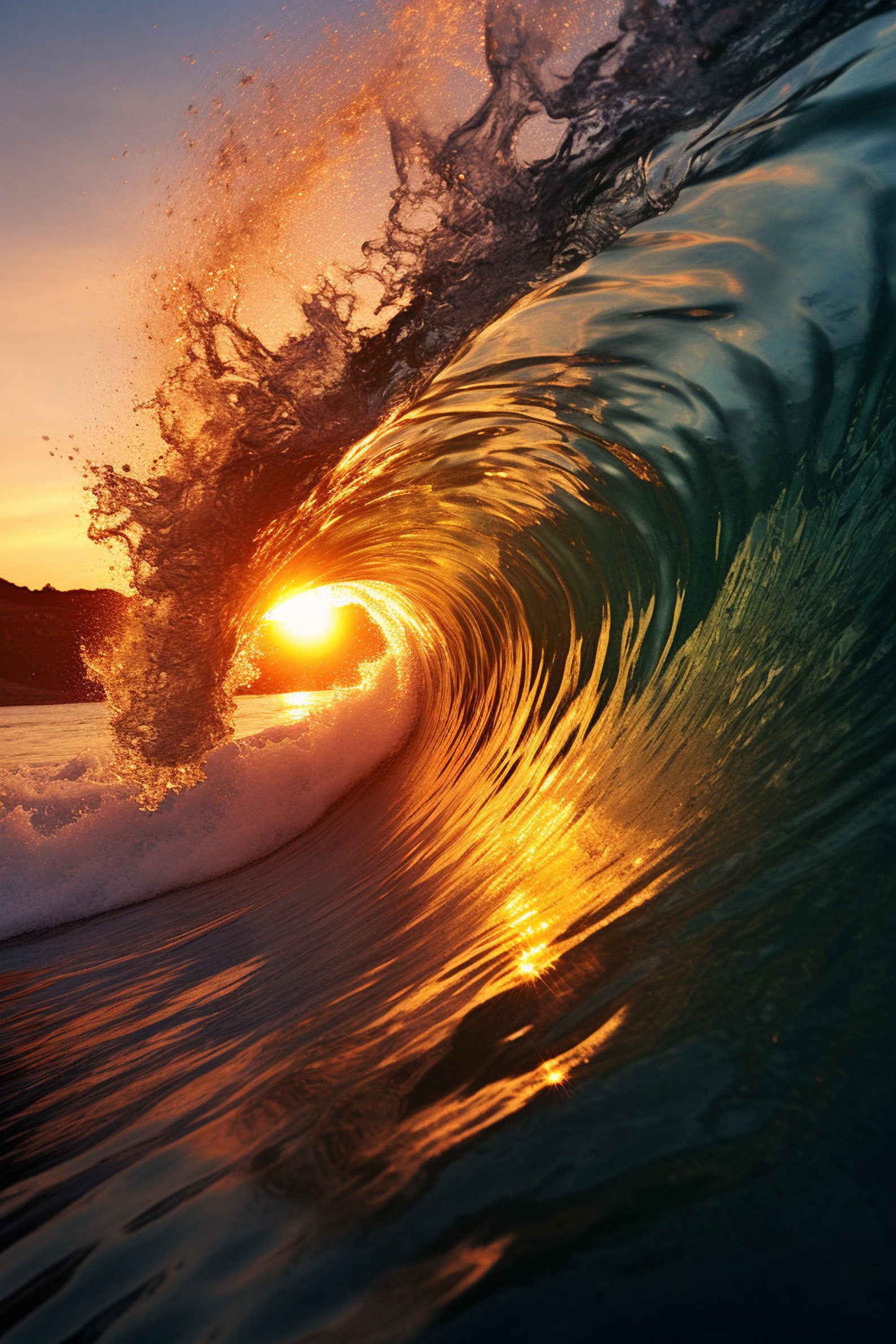 Wave Surf Tunnel, Digital Download, Canvas Print, Sunset - Etsy