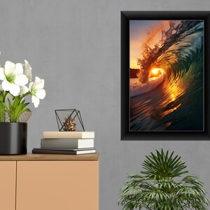 Wave Surf Tunnel, Digital Download, Canvas Print, Sunset - Etsy