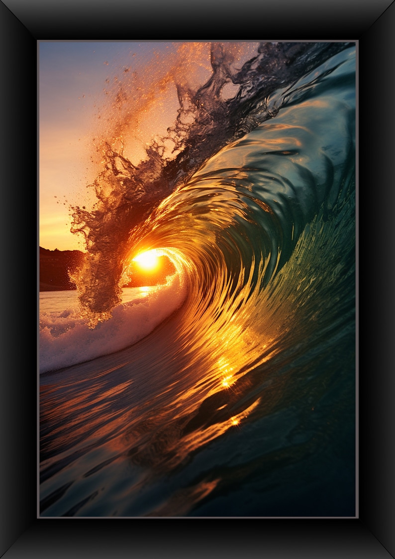 Wave Surf Tunnel, Digital Download, Canvas Print, Sunset - Etsy