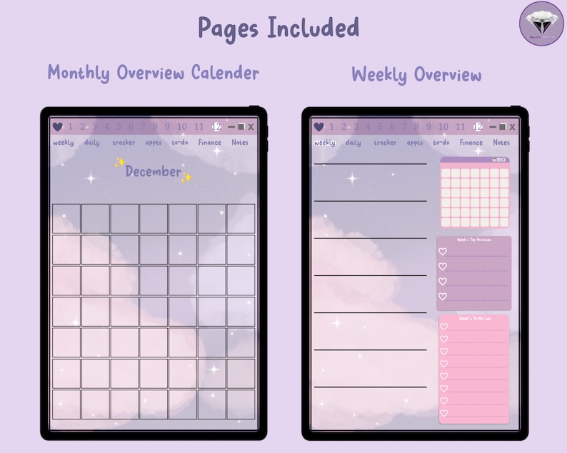 Moon Lantern Kawaii Digital Planner: Undated Goodnotes Planner (PDF) - Etsy