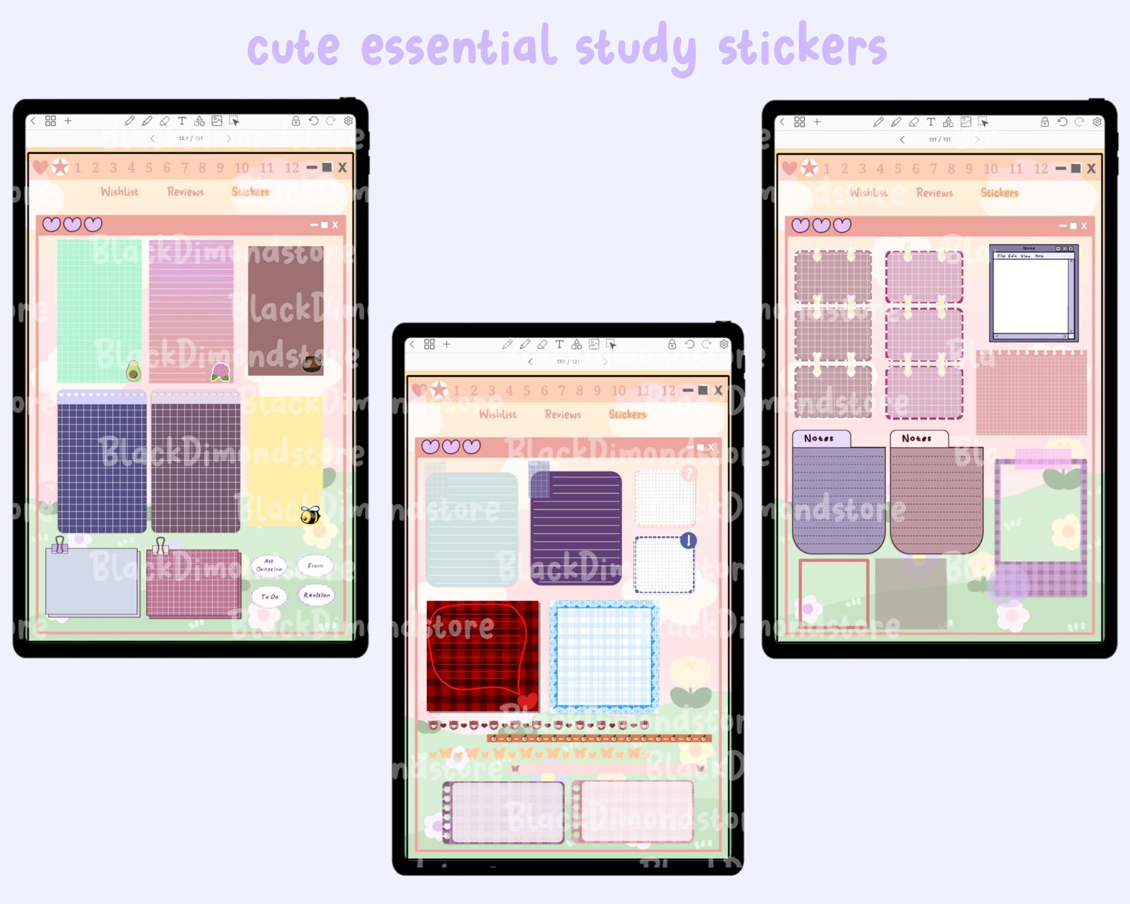 Cute Study Essential Stickers Pre-cropped Study Notes - Etsy