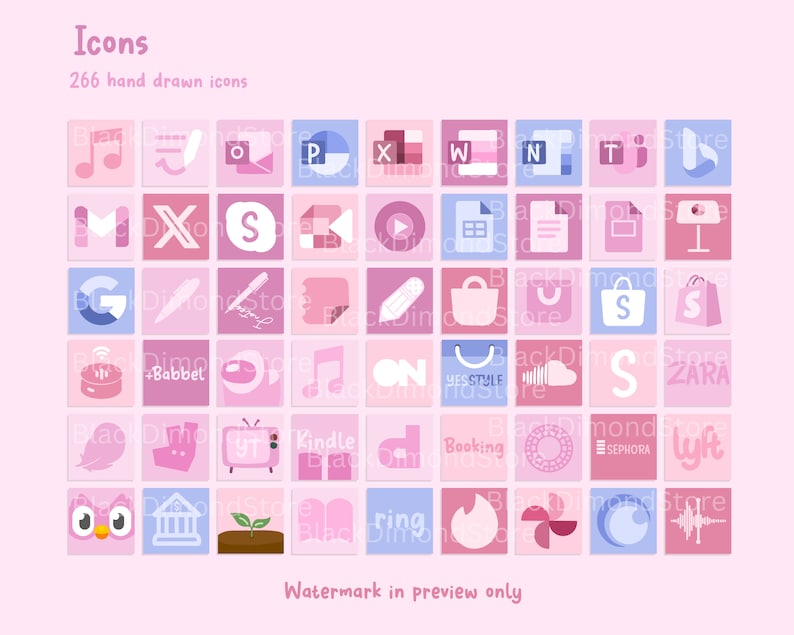 Bunny Spring Picnic Icon Set: Kawaii Ios & Android Theme (digital ...