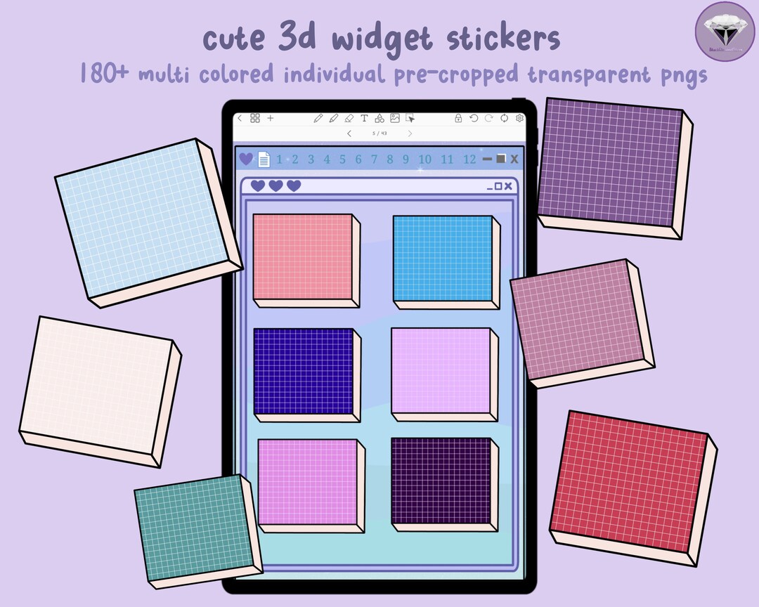 Cute 3D Planner Widget Stickers, Pre-cropped, Rainbow Colored ...