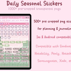 Cute Daily Seasonal Stickers, Pre-cropped, Transparent Pngs, Planner ...