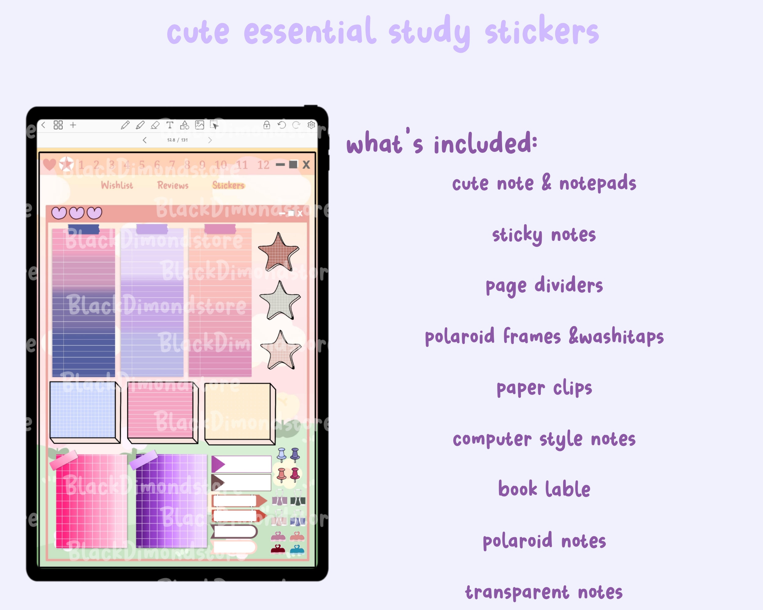 Cute Study Essential Stickers Pre-cropped Study Notes - Etsy