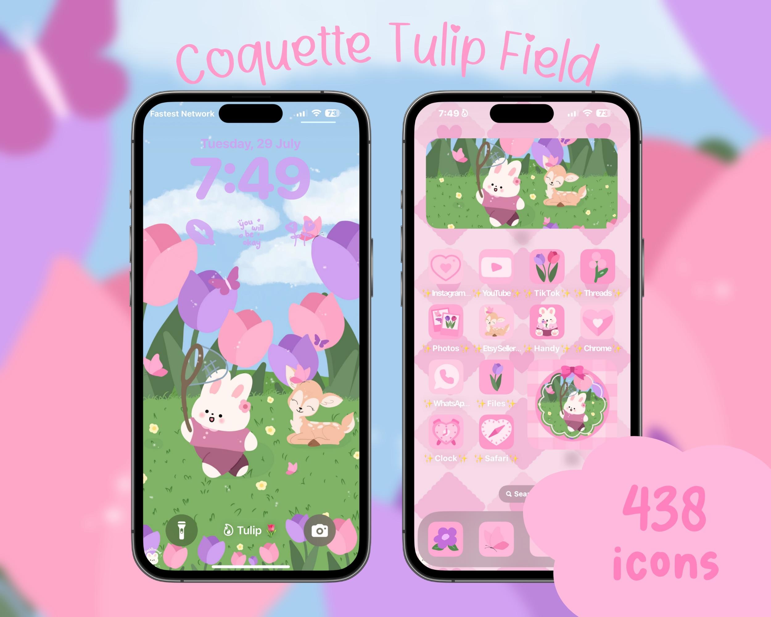 Coquette Tulip Field Icon Set: Hand-drawn Ios & Android Theme (digital ...
