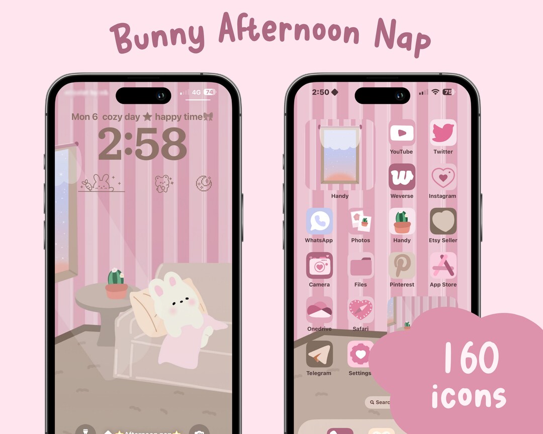 Bunny Afternoon Nap icon set, Hand drawn icons, ios and android set ...