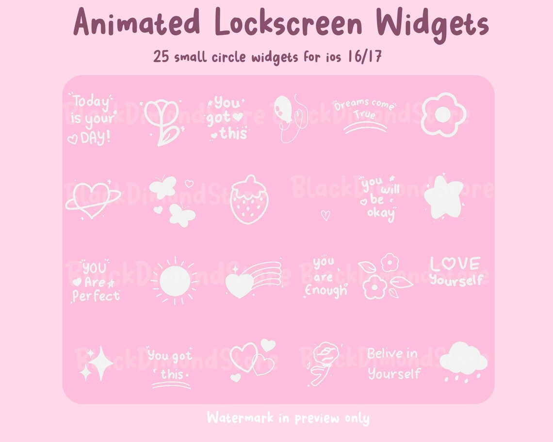 Cute Lockscreen Animated Widgets for Ios, Hand Drawn Widgets, Ios 16 ...