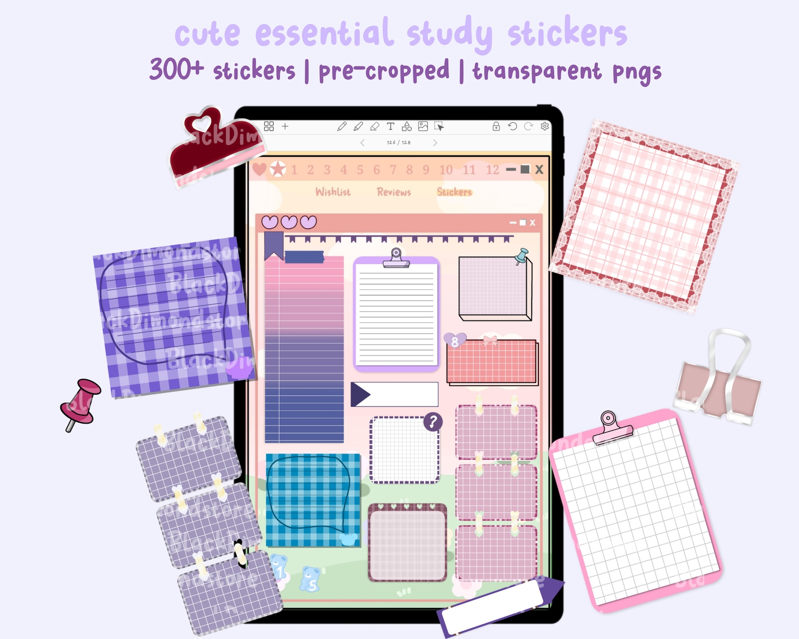 Cute Study Essential Stickers Pre-cropped Study Notes - Etsy