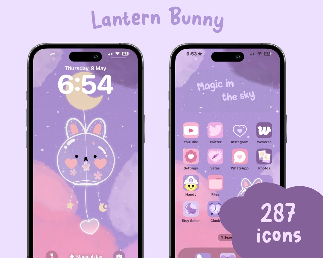 Lantern Bunny Icon Set, Hand Drawn Icons, Ios and Android Set ...