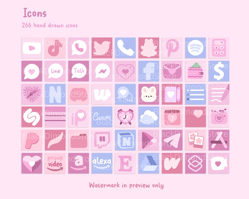 Bunny Spring Picnic Icon Set: Kawaii Ios & Android Theme (digital ...
