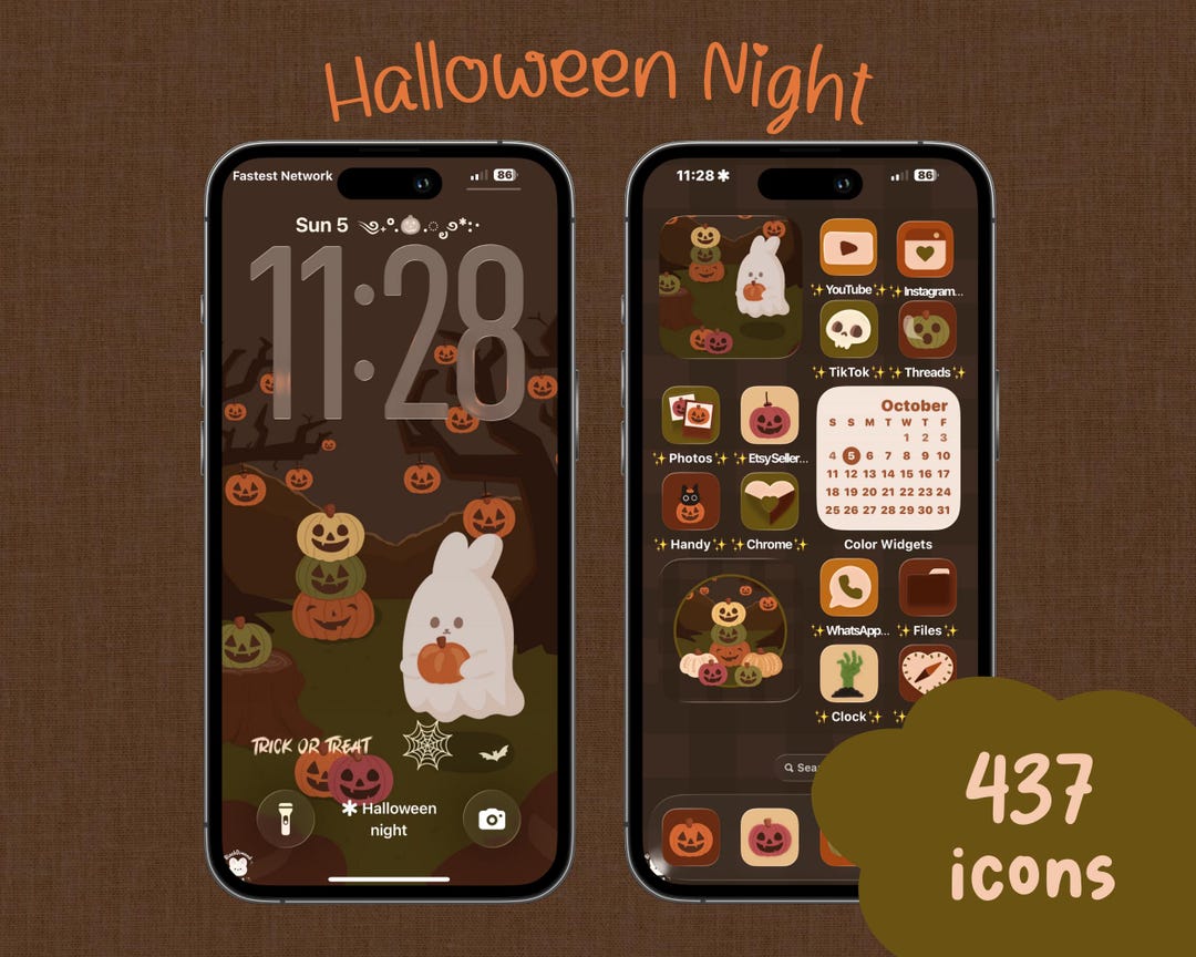 Halloween Night Icon Set, Hand Drawn Icons, Ios and Android, Homescreen ...