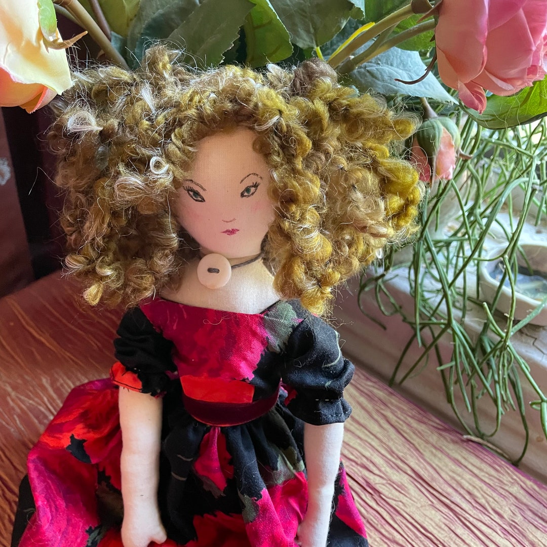 Minx Handmade Heirloom Doll in Vintage Fabric Dress - Etsy