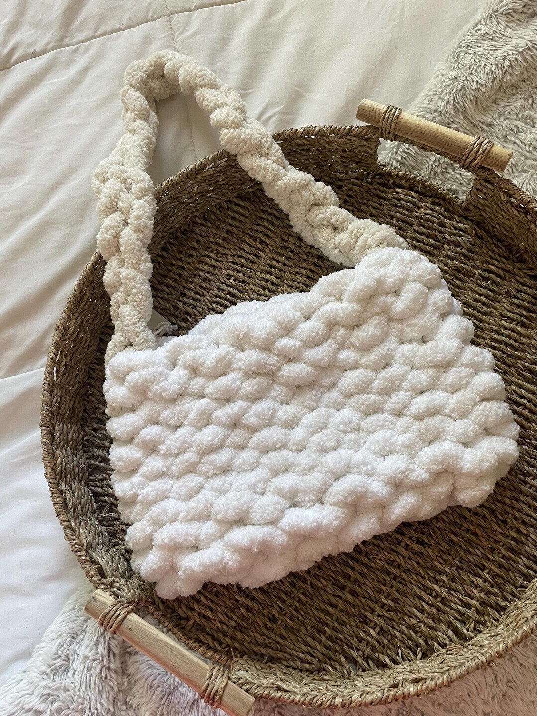 Chunky Chenille Yarn Over the Shoulder Crochet Purse (two Styles to ...