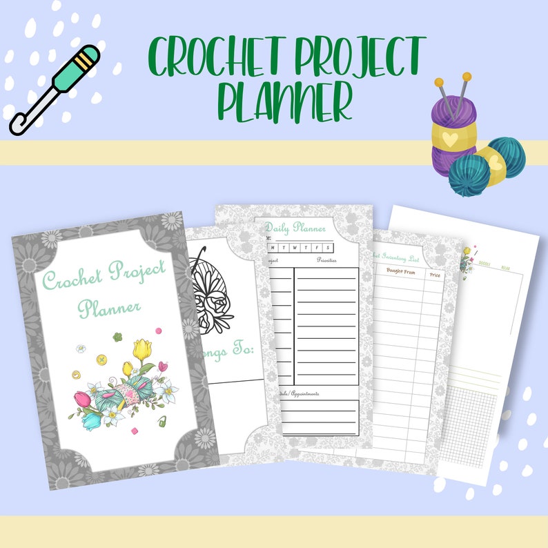 Crochet Project Planner Printable for Project Organizing, Sample ...